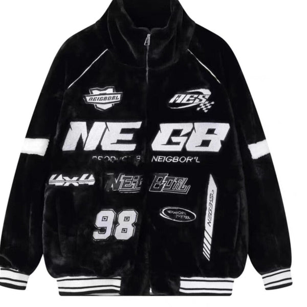 Black and white racer jacket | Y2K Station - Y2k station