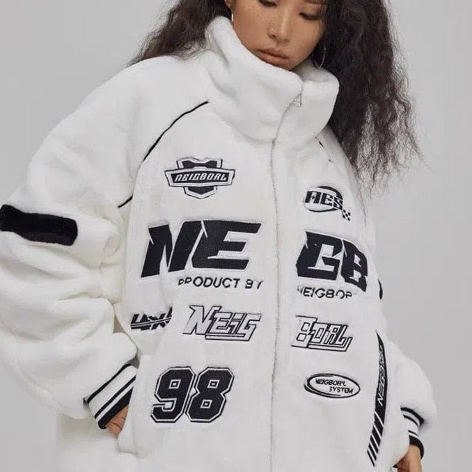 Black and white racer jacket | Y2K Station - Y2k station