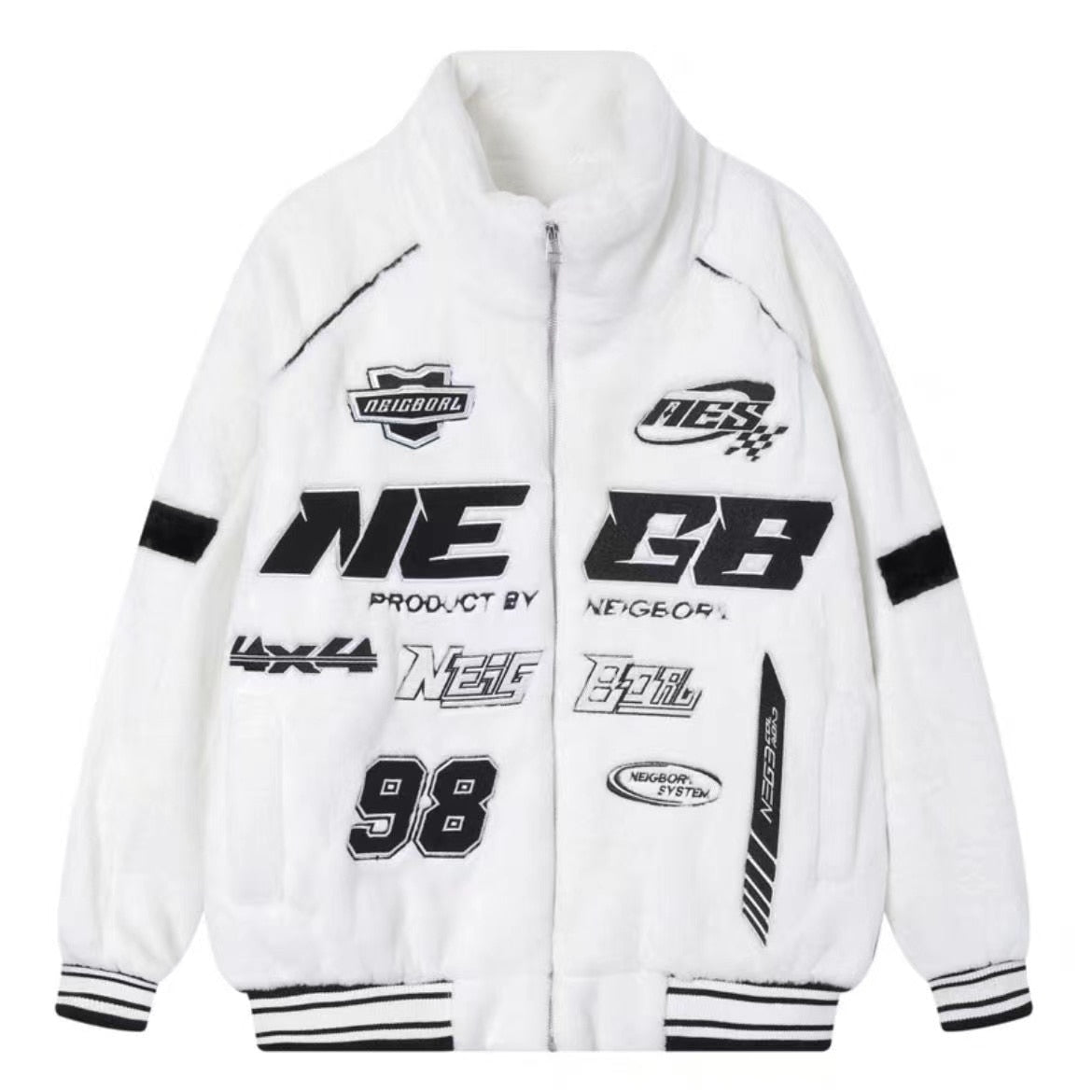 Black and white racer jacket | Y2K Station - Y2k station